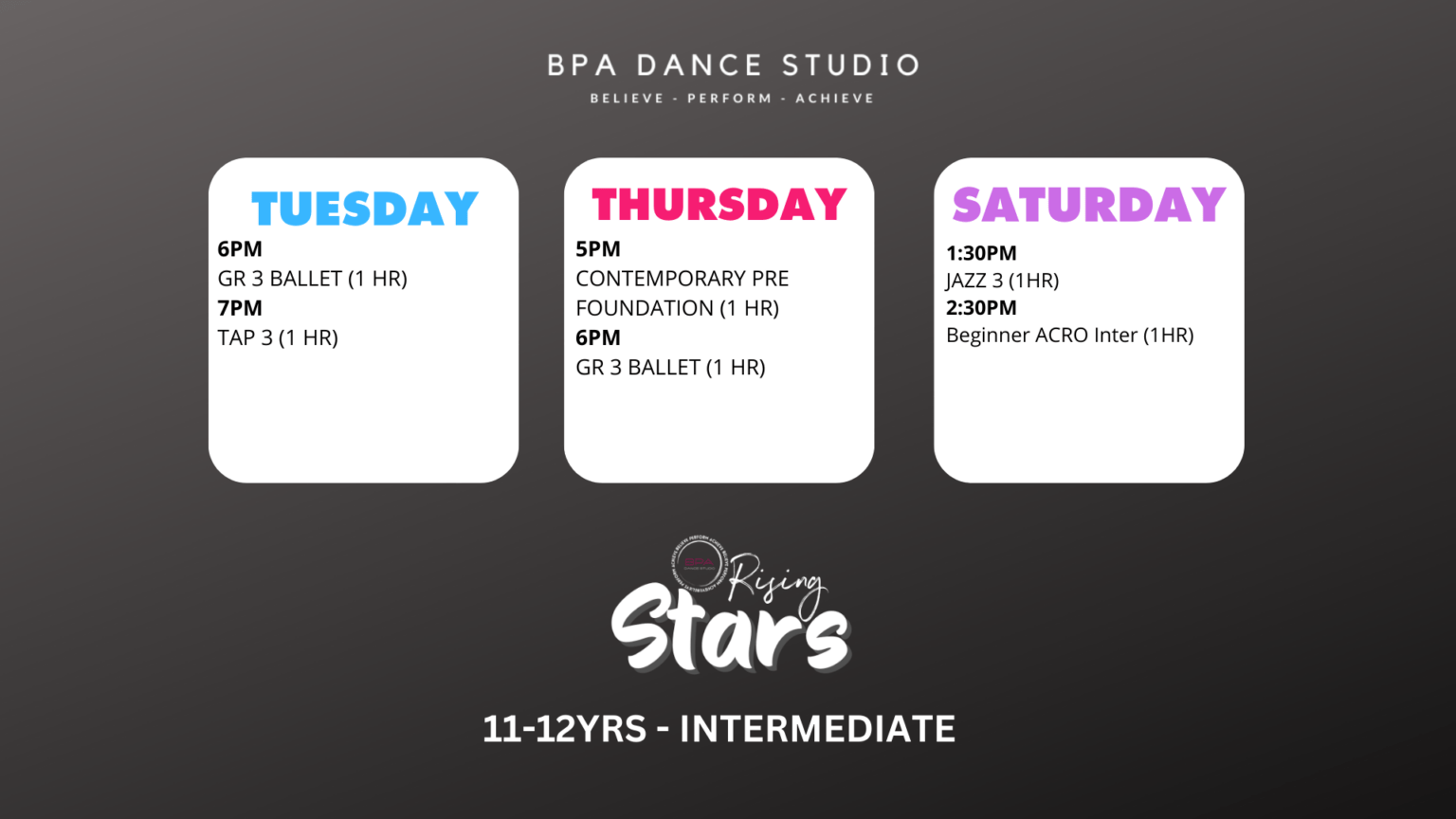 Timetable - BPA Dance Studio