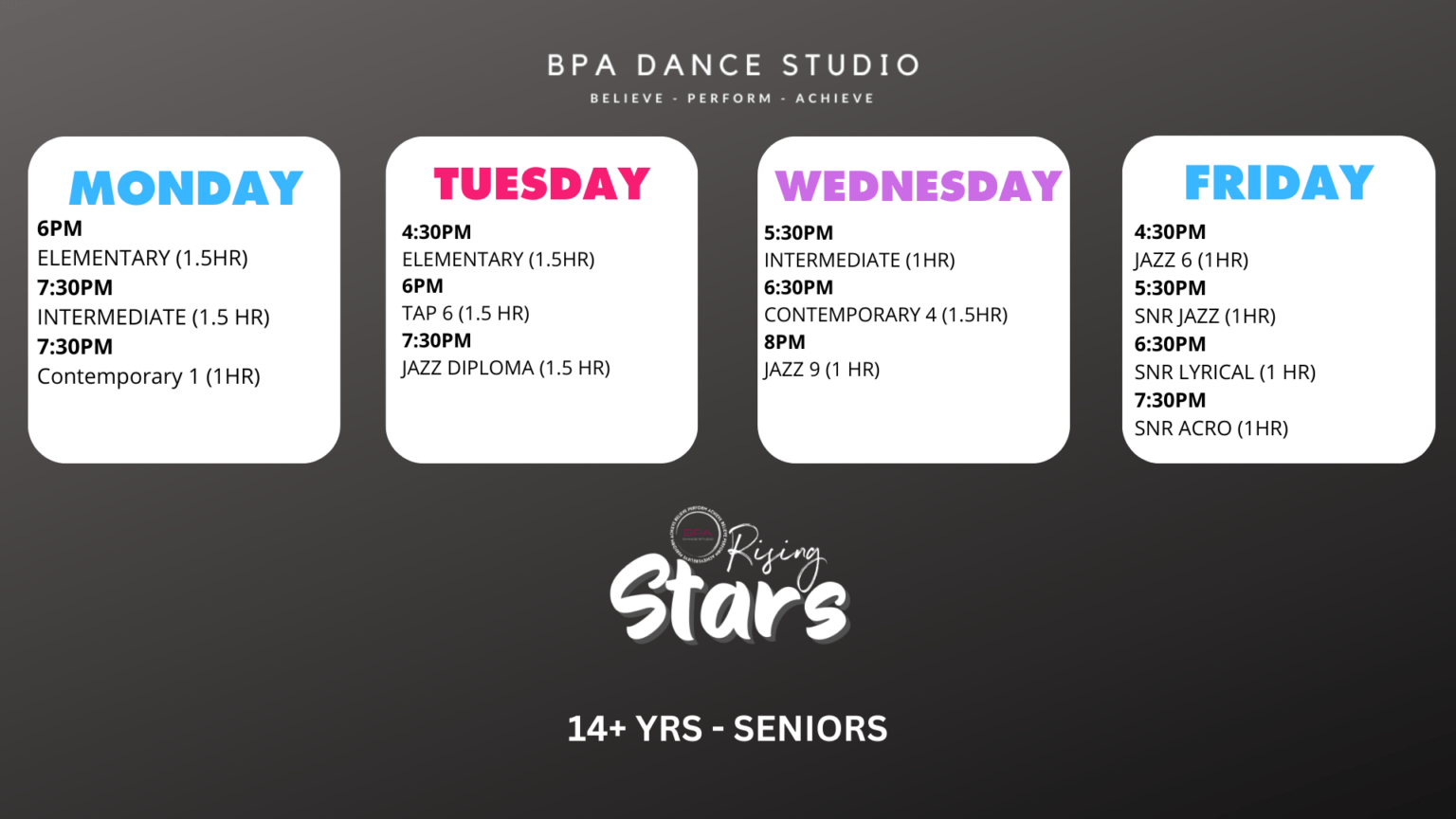 Timetable - BPA Dance Studio